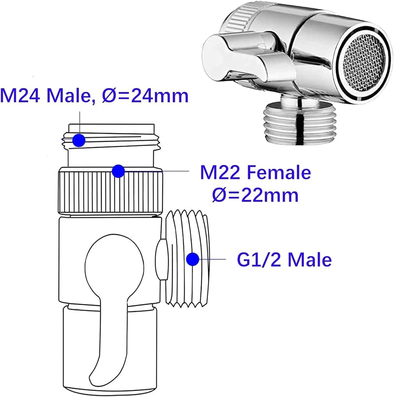 TG4THT-Faucet Diverter Valve with Aerator, 3-Way Diverter Valve for ...