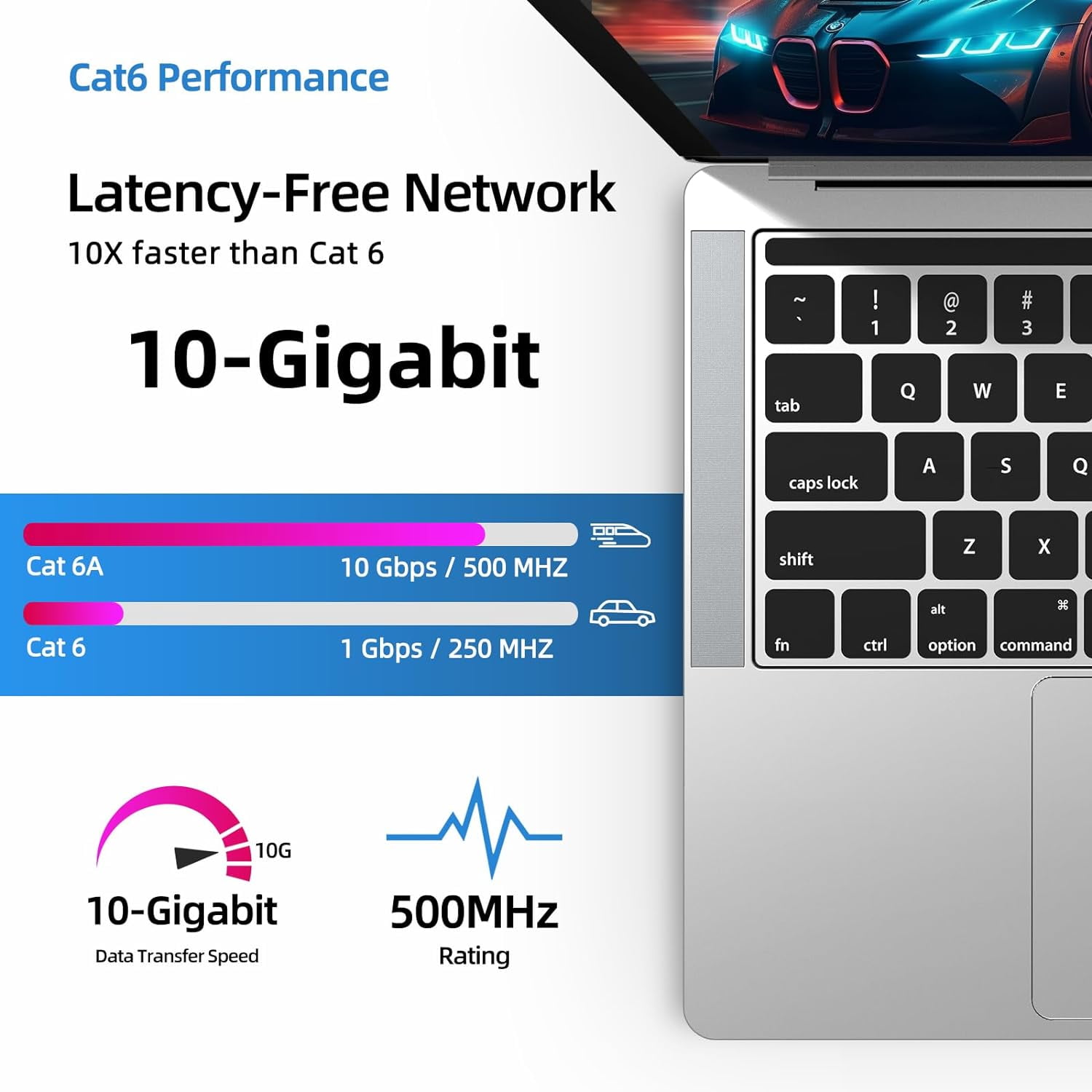 TG4THT-Flexible Cat 6 Ethernet Cable 270 °Upward Angle 6.6 Feet, Ultra ...