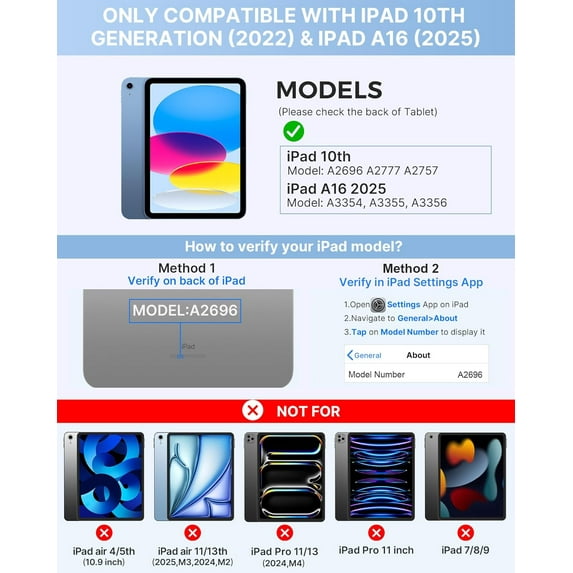 TG4THT-Folio iPad 11th/10th Gen Keyboard Case (11" A16 2025 & 10.9" 2022) \u2013 Magnetic ...