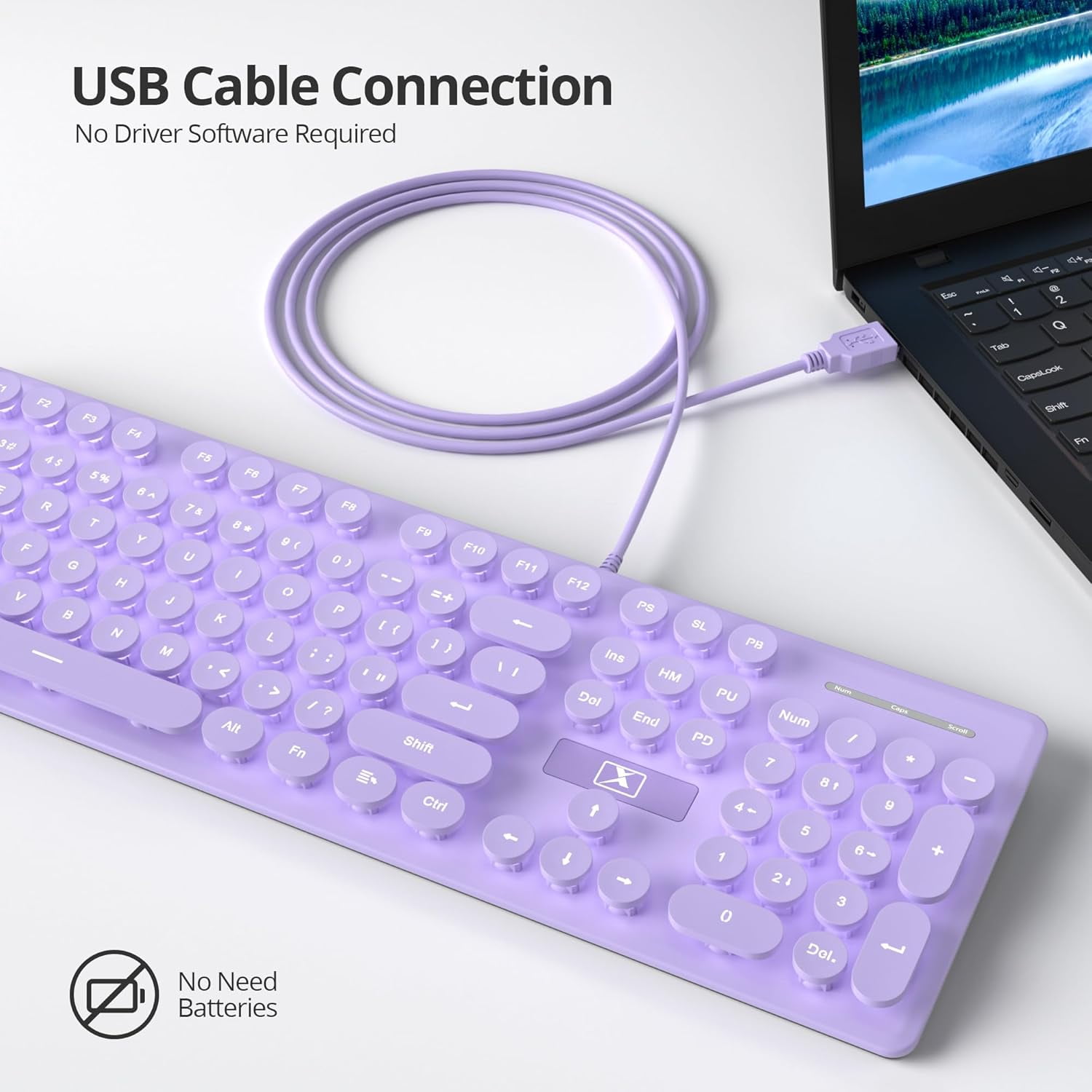 TG4THT-Full Size Typewriter Keyboard,105-Key Retro Punk Round keycap ...