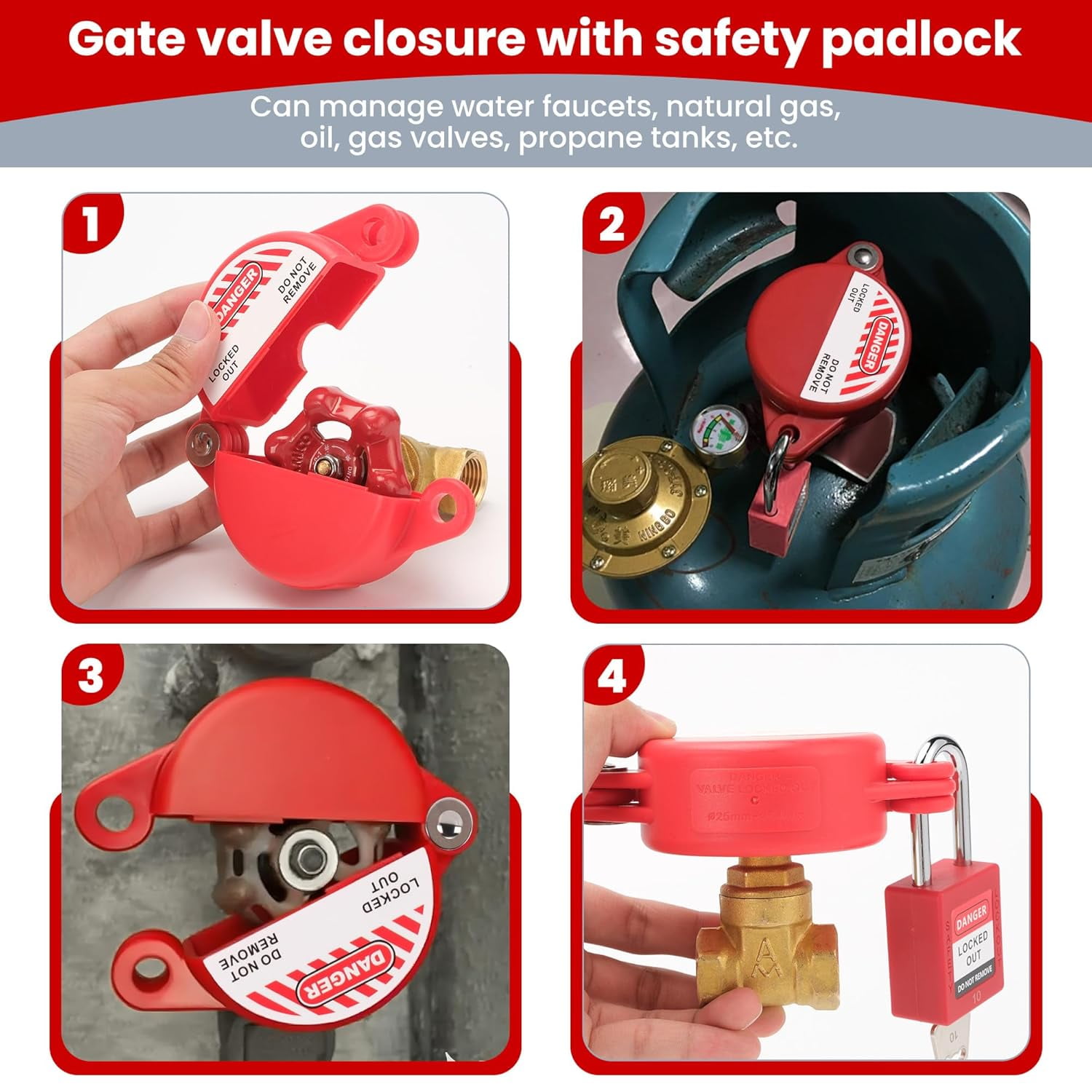 TG4THT-Gate Valve Lockout with Safety Padlock, Hose Bib Lock for Water ...