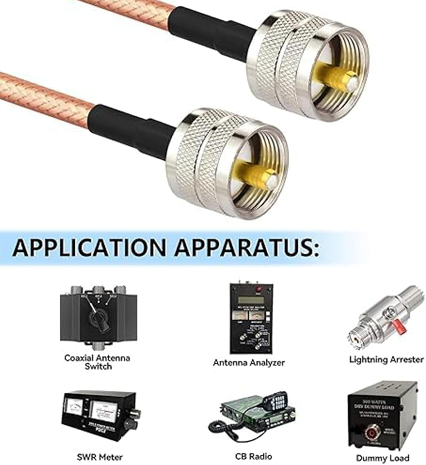 TG4THT-High Power CB Coax Cable 10ft UHF Male PL-259 to UHF Male PL-259 ...
