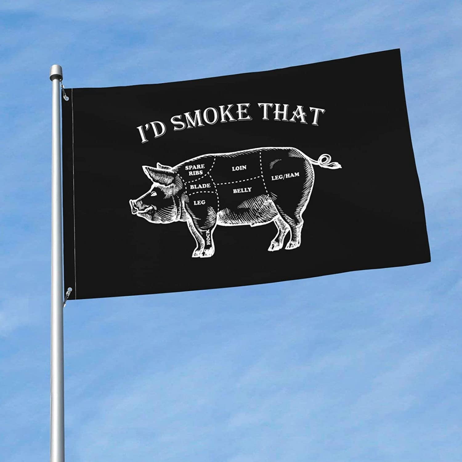TG4THT-I'd Smoke That Pig Funny Bbq Flag 3x5 Feet Vivid Color and UV ...