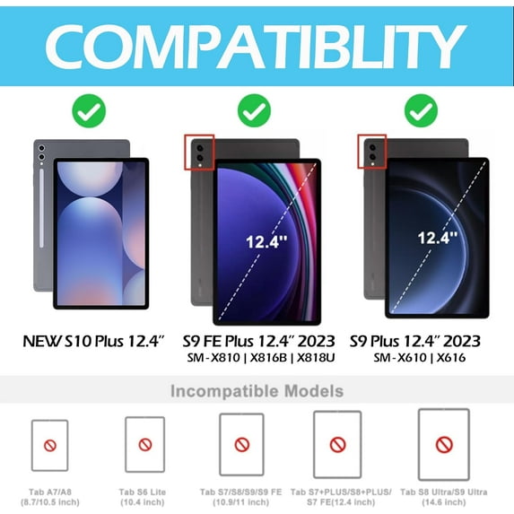 TG4THT-Keyboard Case for Samsung Galaxy Tab S9 Plus 12.4''/S9 FE+ 5G ...