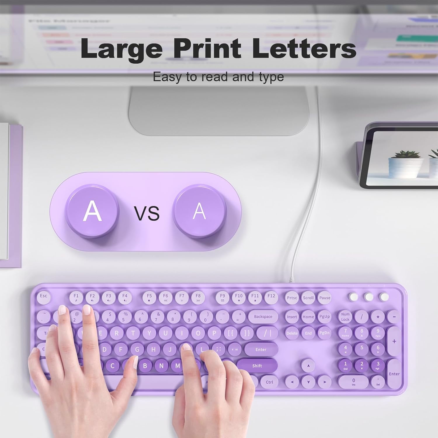 TG4THT-Keyboard Wired Large Print, Computer Keyboard Plug Play ...