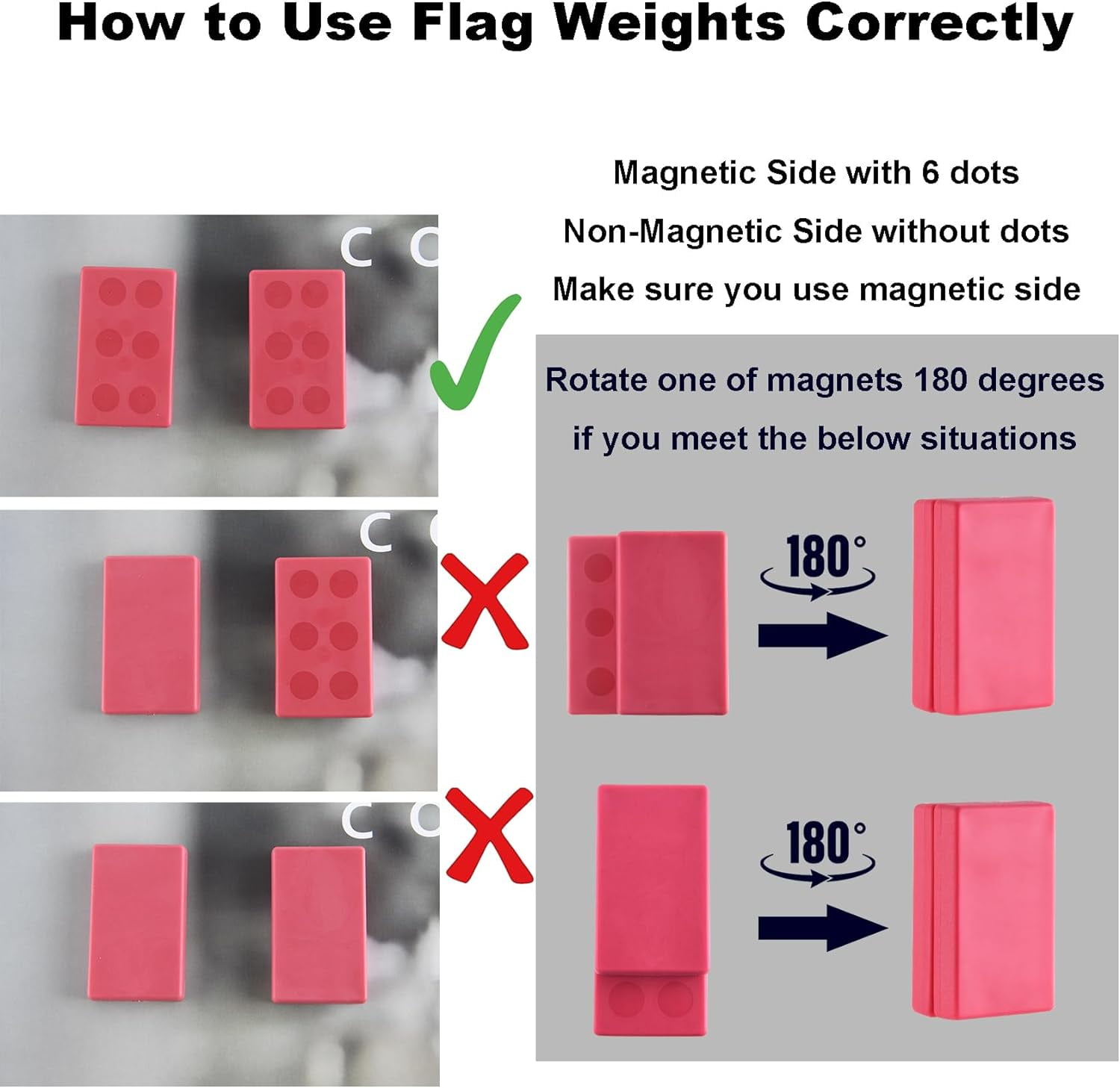 TG4THT-Magnetic Flag Weights for Bottom of Flag in Winds, Rubber ...