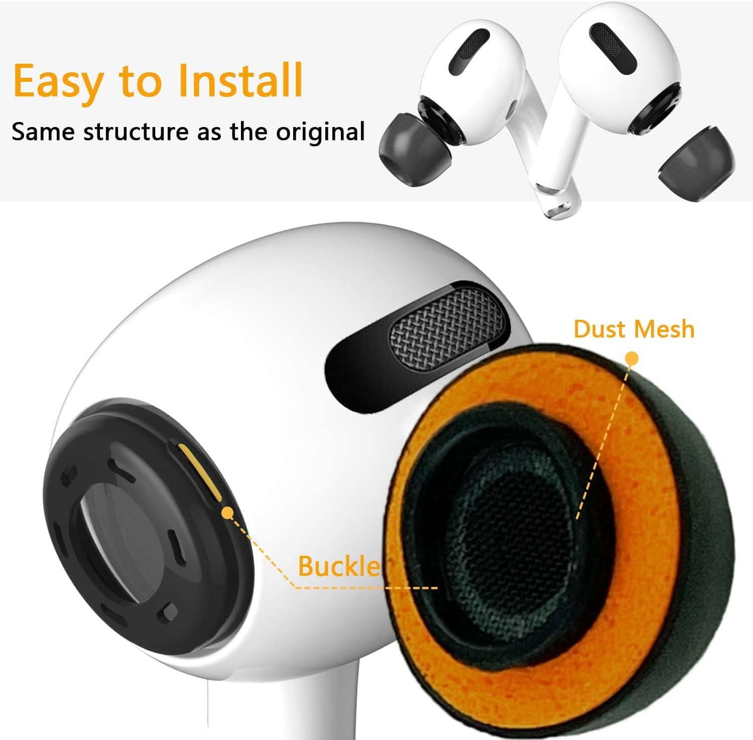 TG4THT-Memory Foam Tips for AirPods Pro,Upgraded Memory Foam&Silicone ...