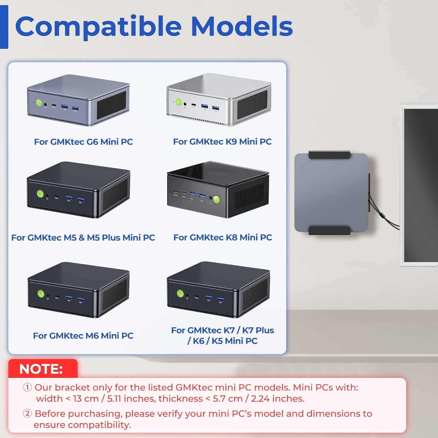TG4THT-Metal Mount for GMKtec Mini PC VESA Wall and Under Desk Mount ...