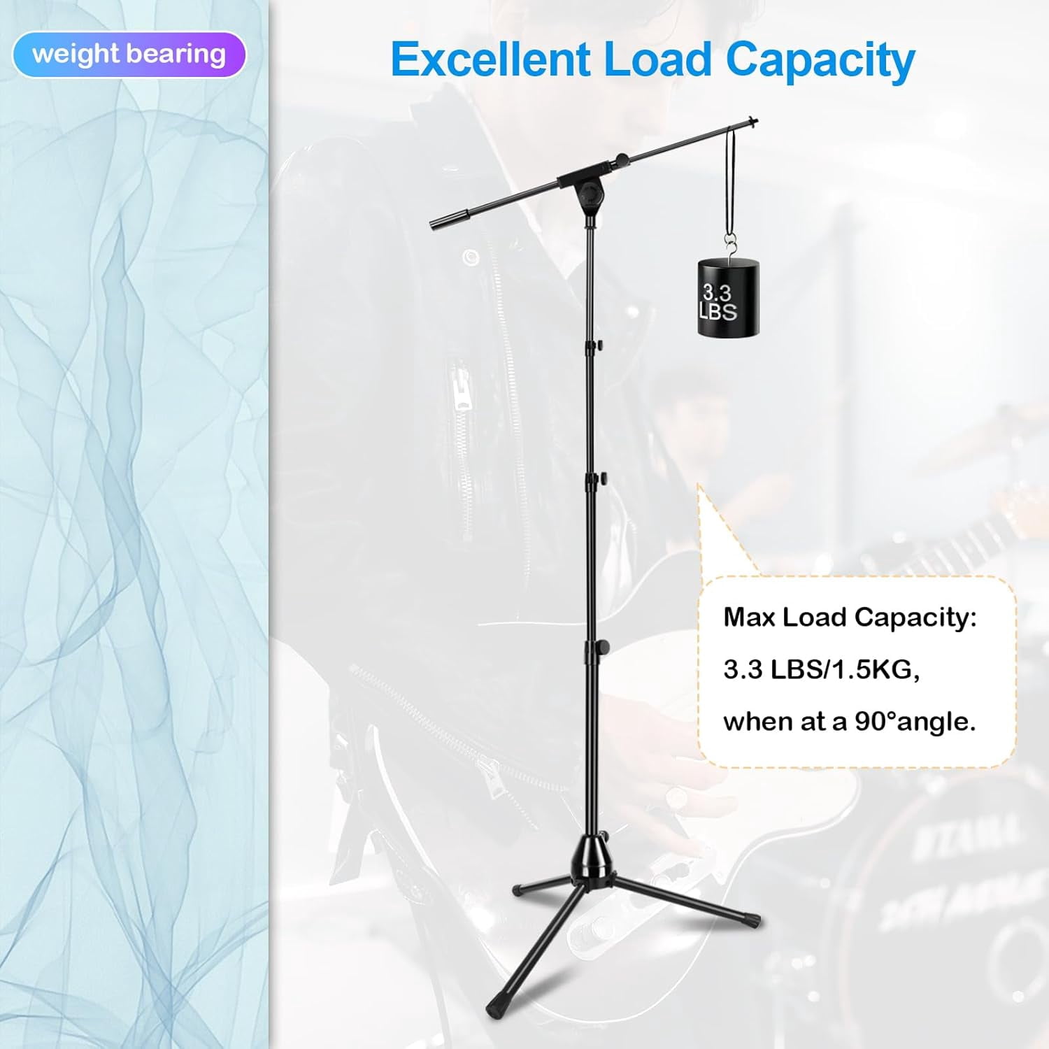 TG4THT-Microphone Stand Floor Foldable Mic Stand Heavy Duty Tripod Boom ...
