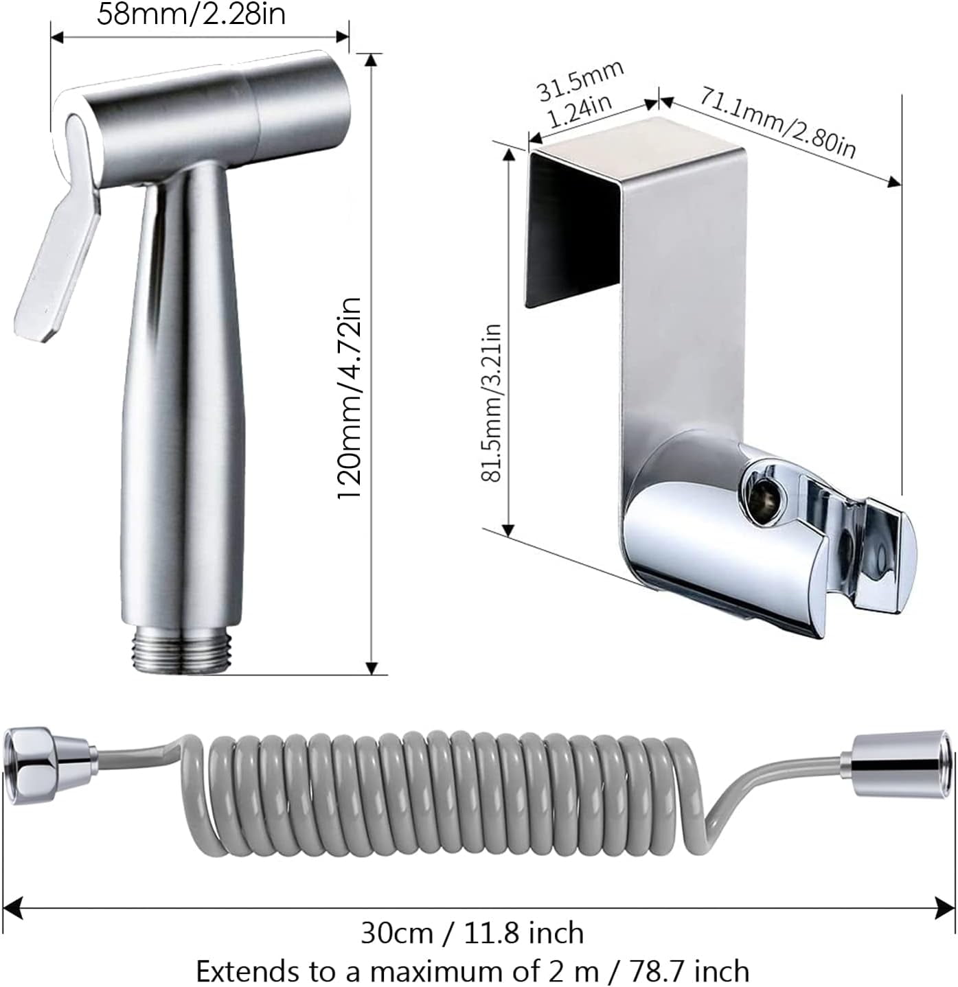 TG4THT-Pack of 3 Handheld Bidet Sprayer, Handheld Sprayer Stainless ...