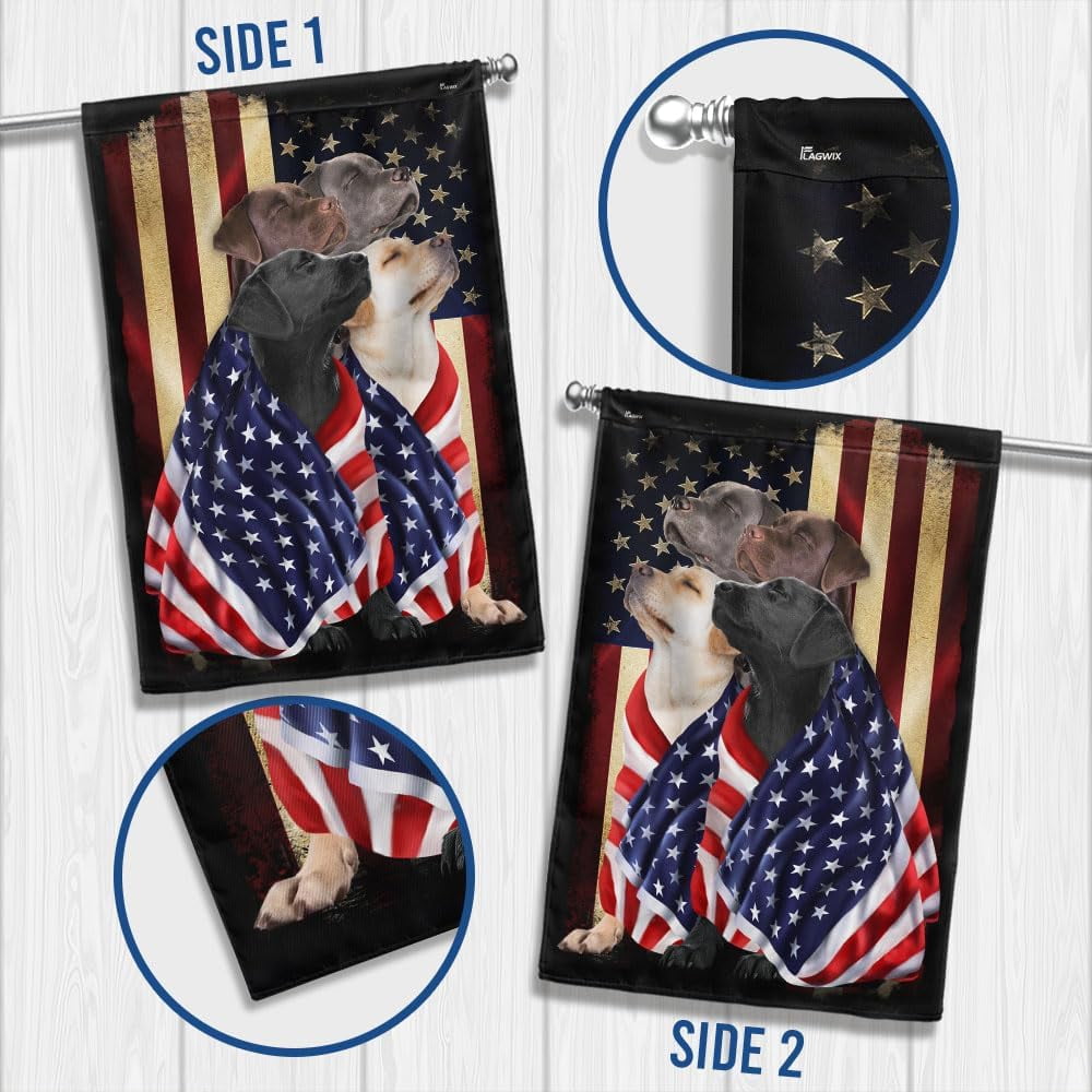 TG4THT-Patriot American Dog Flags - Four Labrador Retriever Dogs Double ...