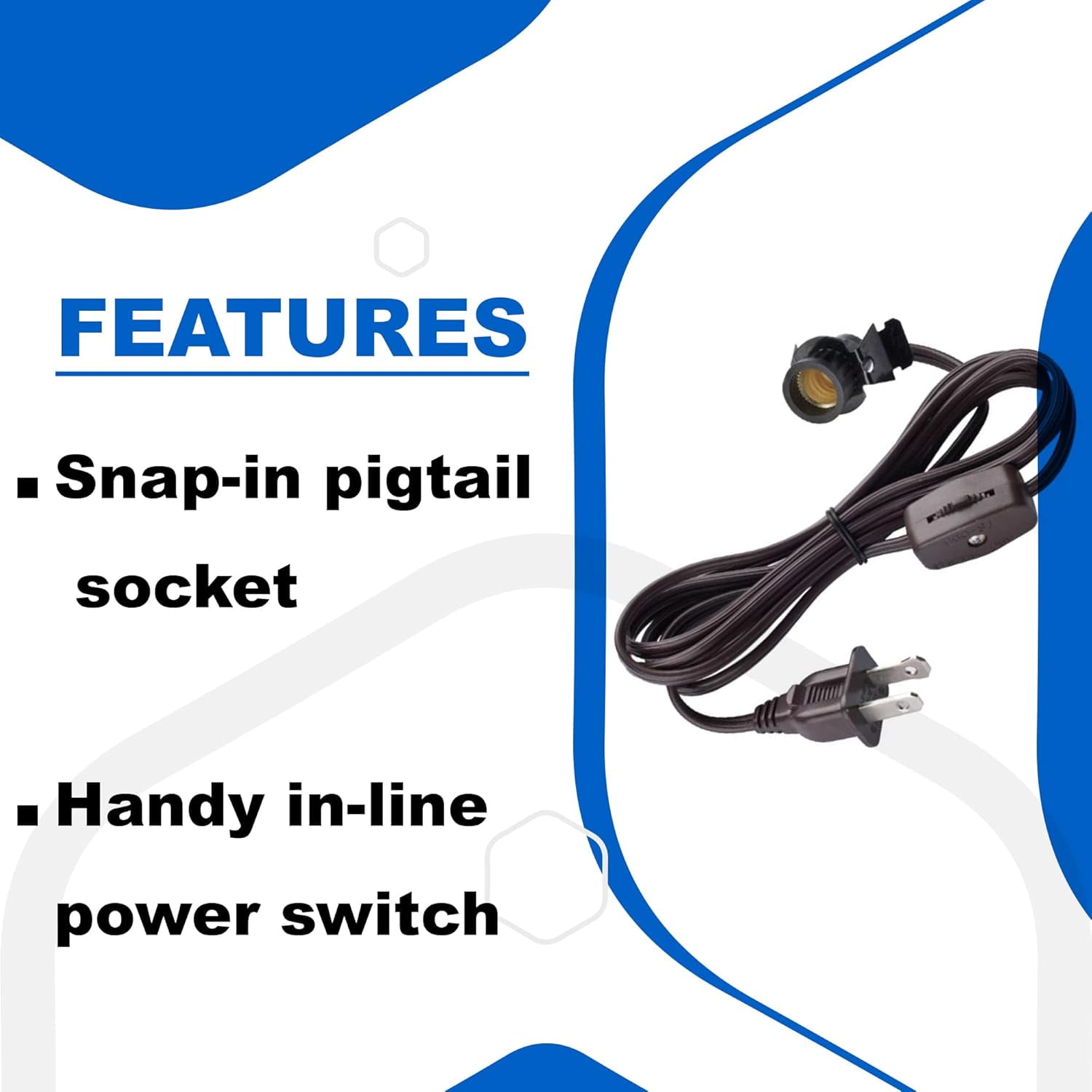 TG4THT-Plug in Light Socket, 6' Cord Set, Snap-in Pigtail Socket ...