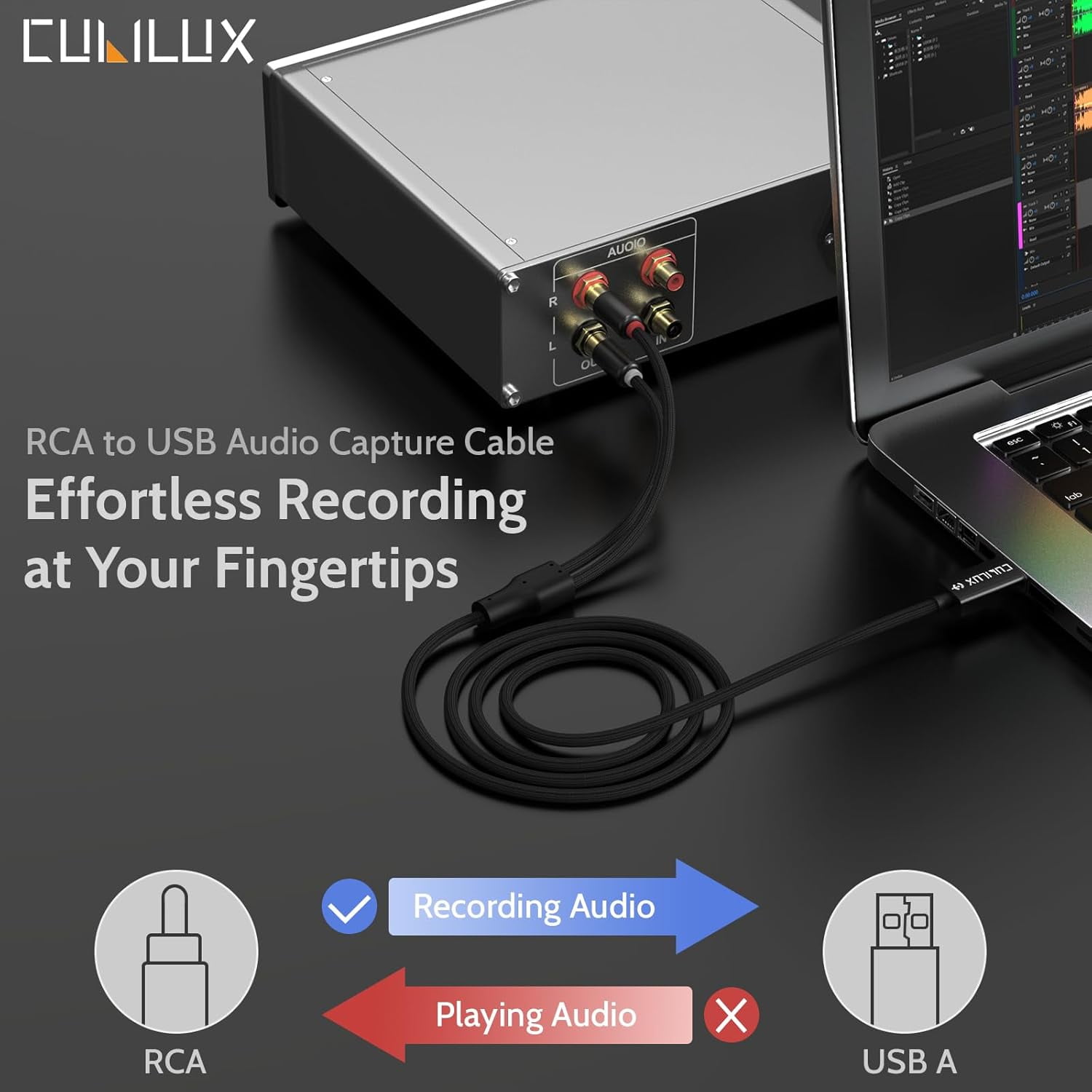 TG4THT-RCA to USB Line in Cable for Stereo Recording, RCA Output to USB ...
