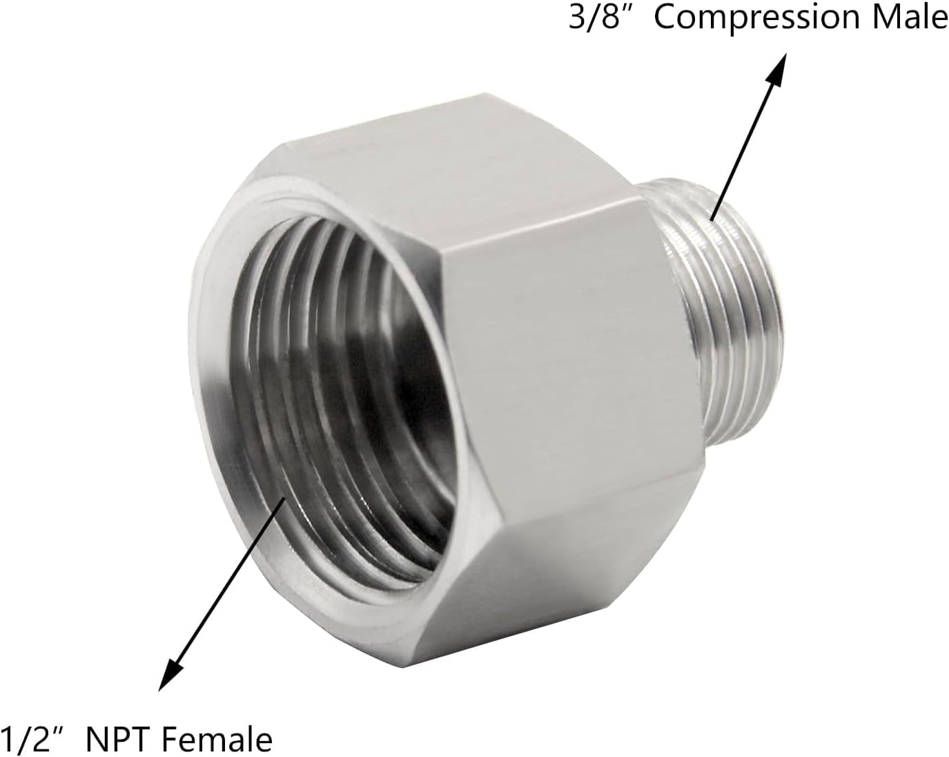 TG4THT-Stainless Steel Pipe Fitting Water Hose Adapter 1/2 NPT Female ...