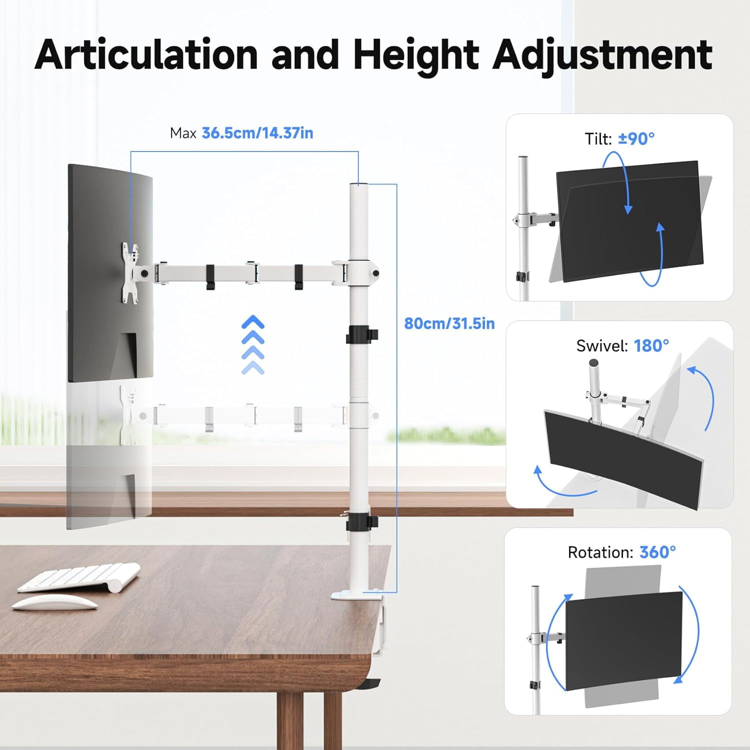 TG4THT-Suptek Single Monitor Arm Desk Mount Fully Adjustable Monitor ...