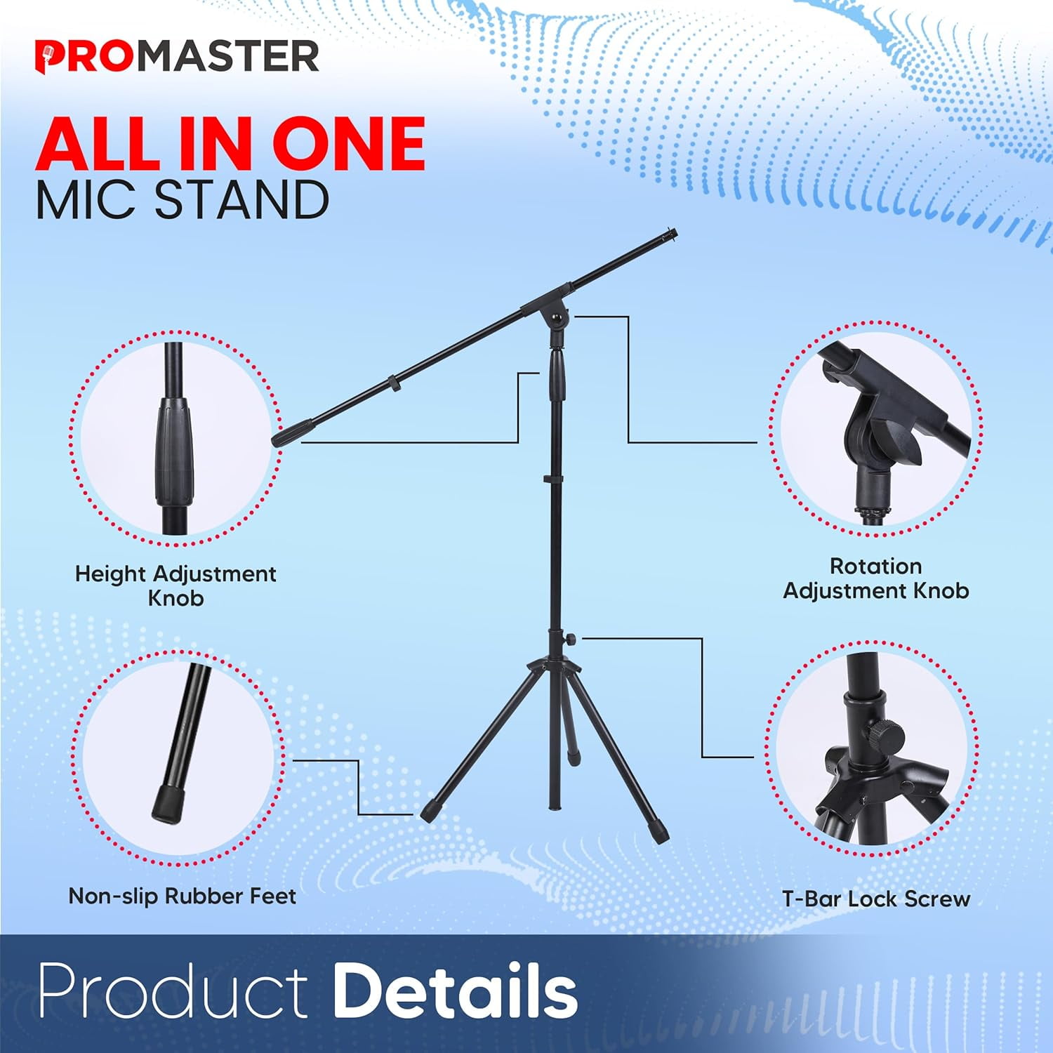 TG4THT-The Promaster Tripod Microphone Stand - Portable and Adjustable ...