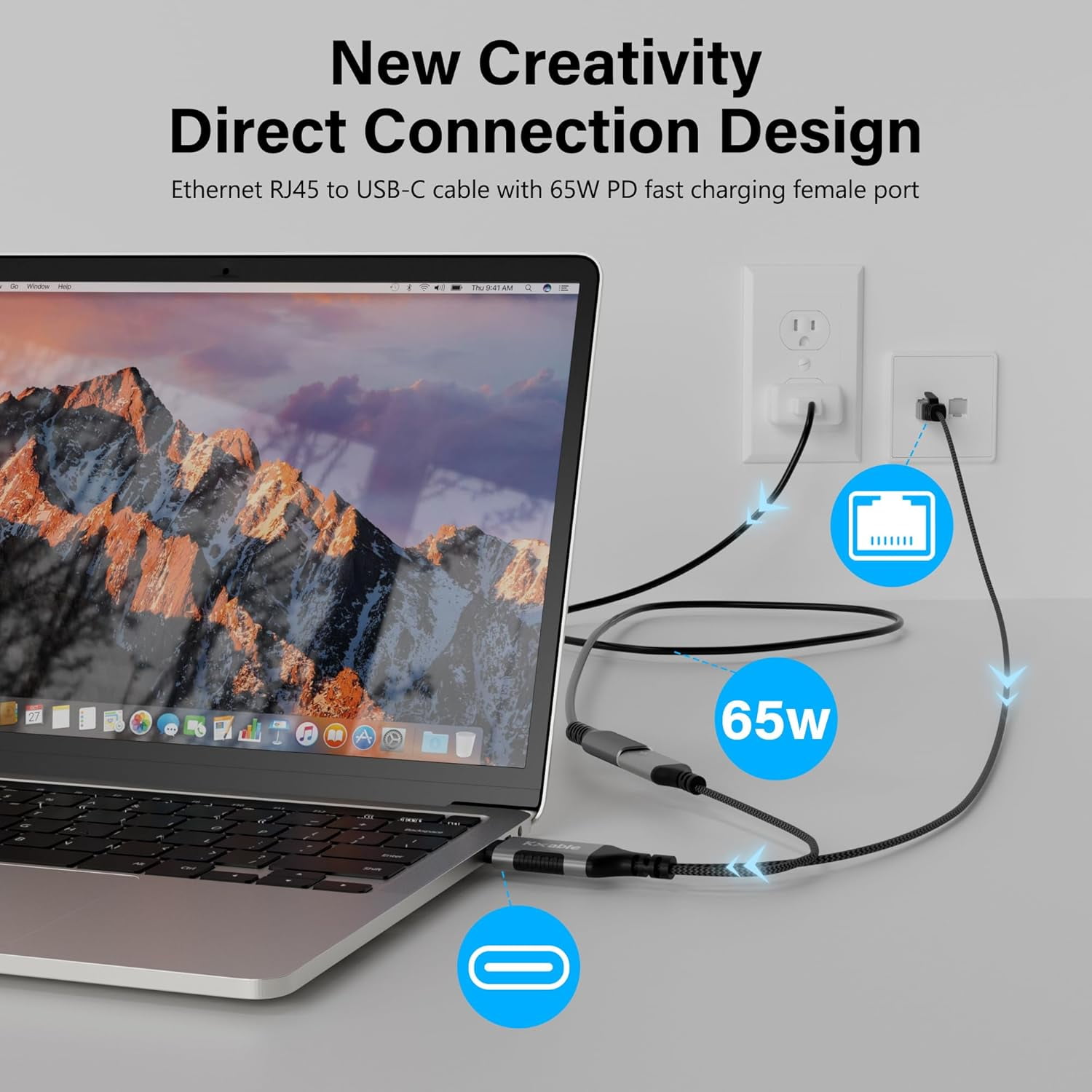 TG4THT-USB C to Ethernet Cable 10 FT, Type C to RJ45 Cord with USB-C ...