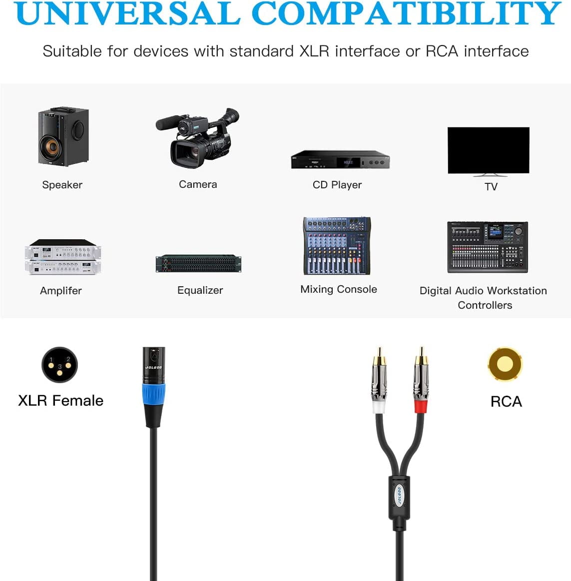 TG4THT-Unbalanced Dual RCA to XLR Male Y Splitter Patch Microphone ...