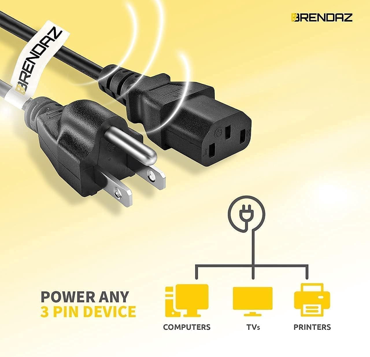 TG4THT-Universal AC Power Cable - 2-Pack- 1ft. 3 Prong PC Power Cord ...