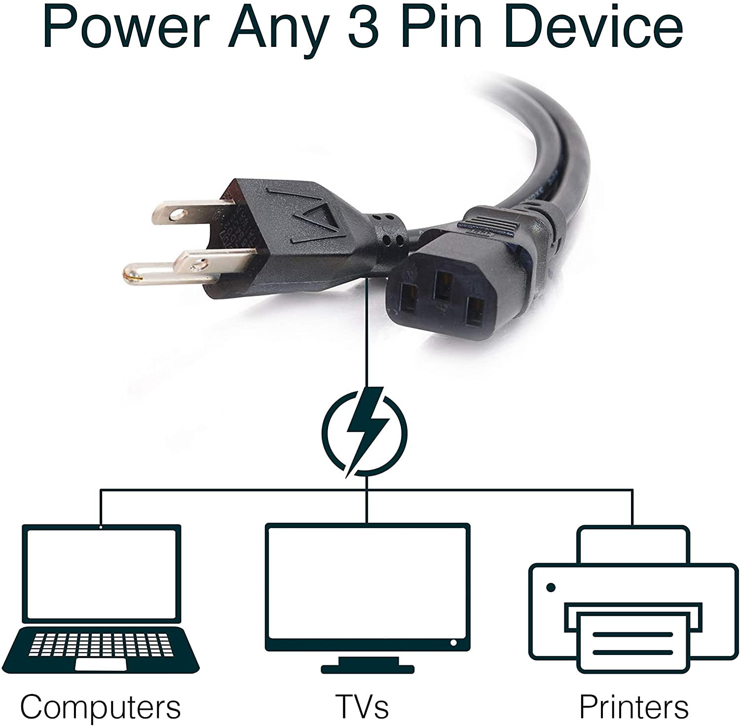 TG4THT-Universal Power Cord, Computer Extension Cord with 16 AWG Power ...