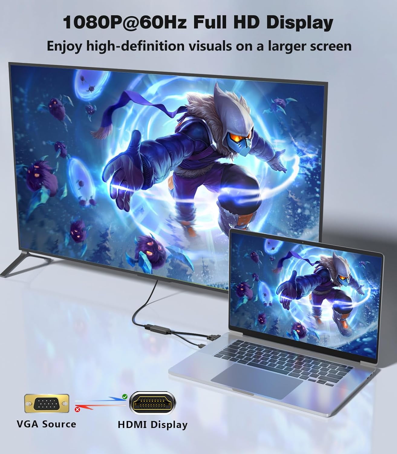 TG4THT-VGA to HDMI Adapter, Uni-Directional 1080P@60Hz VGA (Source) to ...