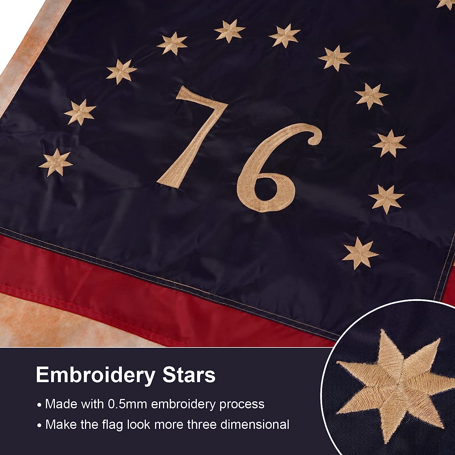 TG4THT-Vintage Bennington 1776 Flag 3x5 Feet, Tea Stained Embroidered ...
