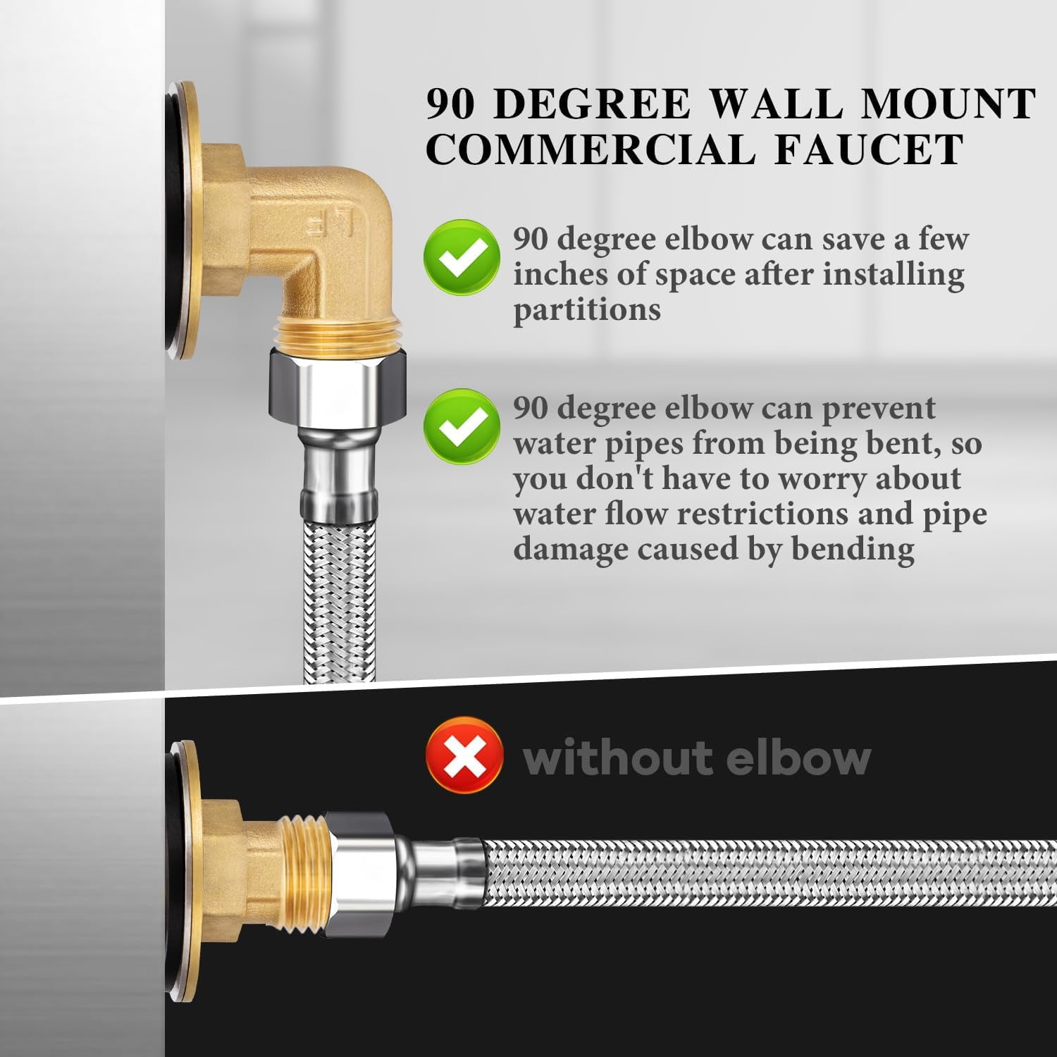 TG4THT-Wall Mount Commercial Faucet Installation kit,Brass 90 dergee ...