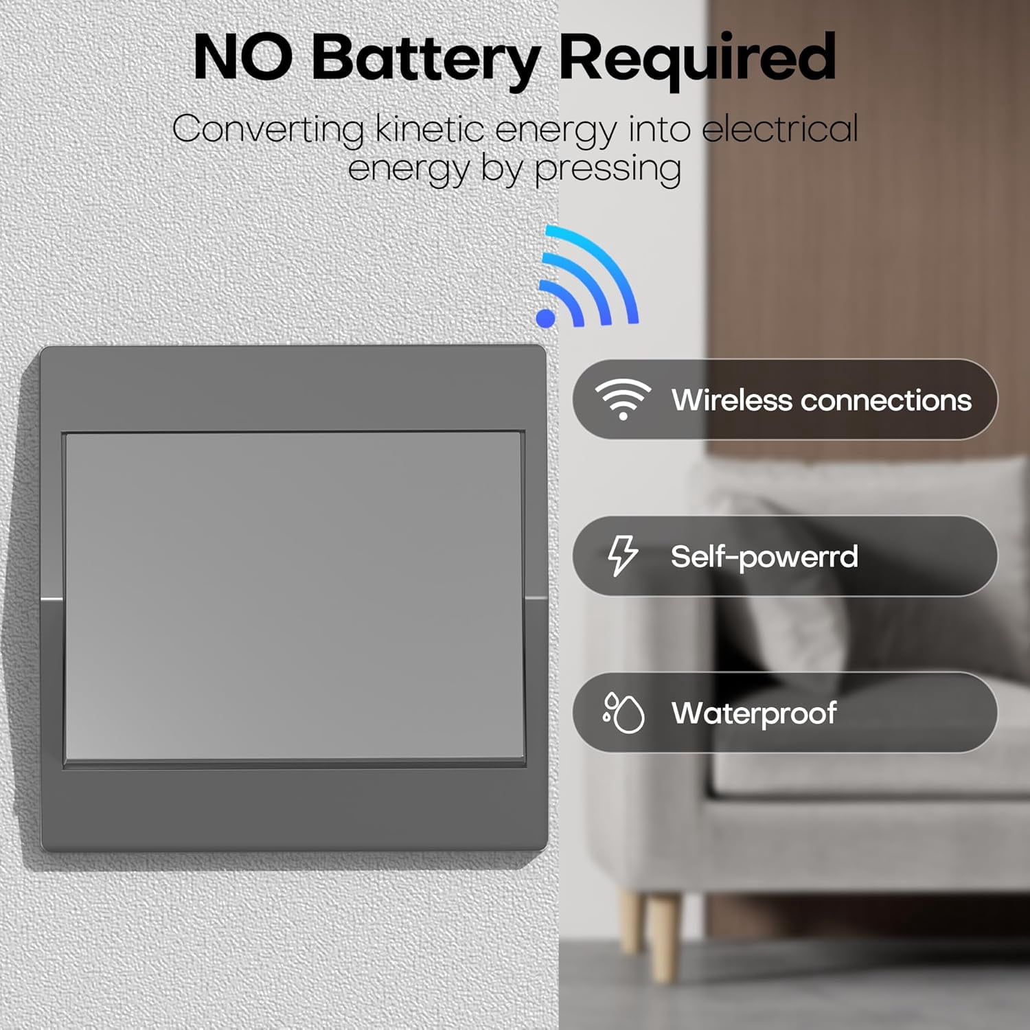 TG4THT-Wireless Light Switch and Receiver Kit,Self-Powered(No Battery ...