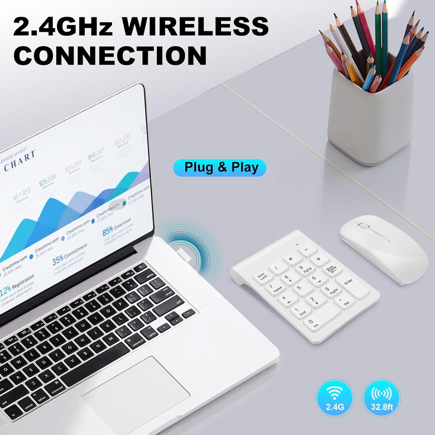 TG4THT-Wireless Numeric Keypad, Mini 2.4G 18 Keys Number Pad, Portable ...