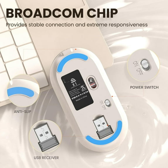 TG4THT-X1 Wireless Computer Mouse for Laptop with Battery Level Visible ...