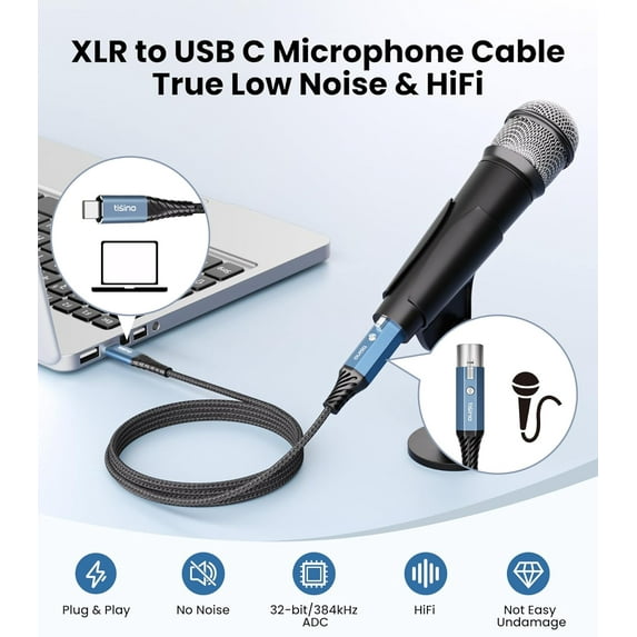 TG4THT-XLR to USB C Microphone Cable, Upgraded Hi-Fi Audio Recording ...