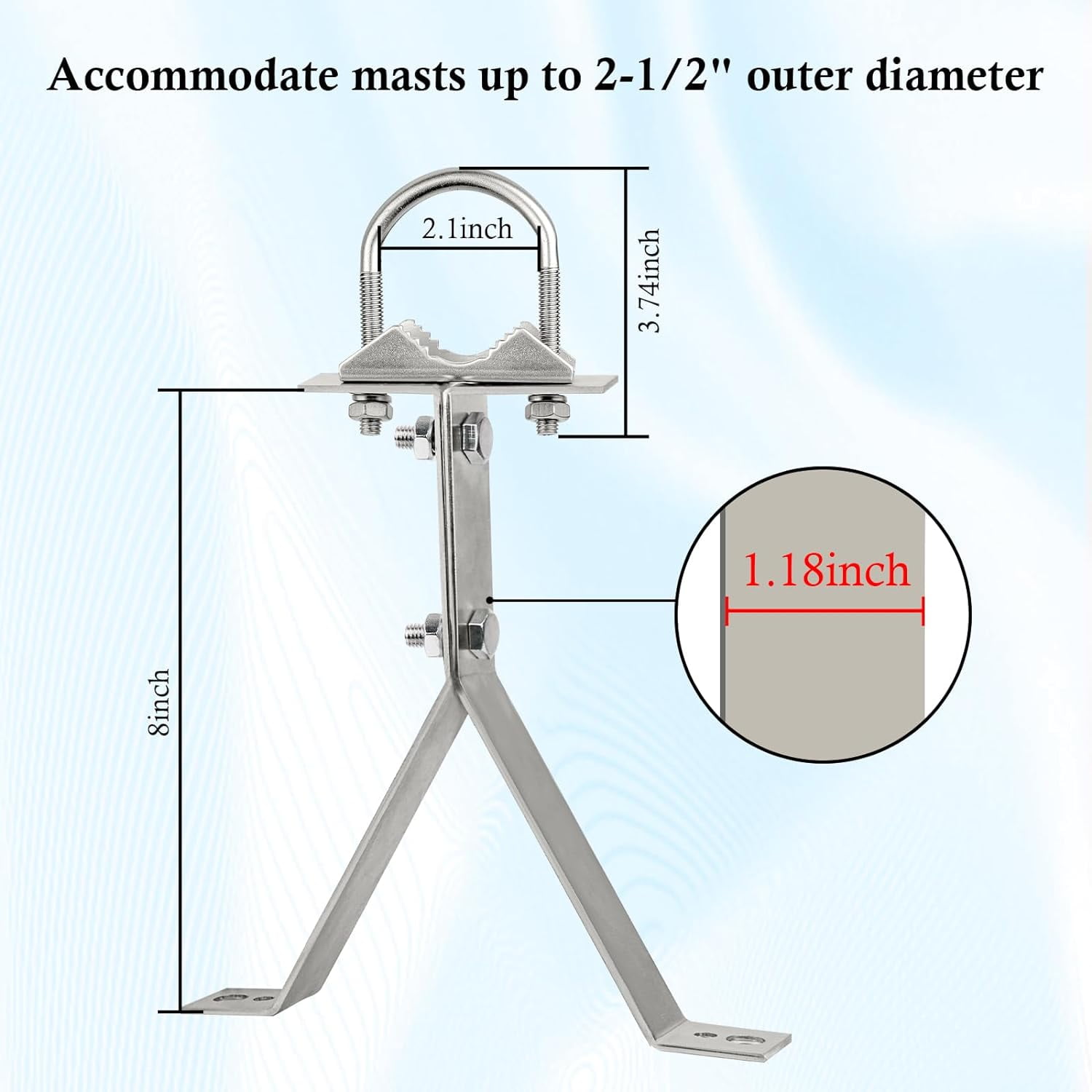 TG4THT-XRDS-RF Antenna Wall Mount 8 Inch Heavy-Duty Stand Off Wall Mast ...