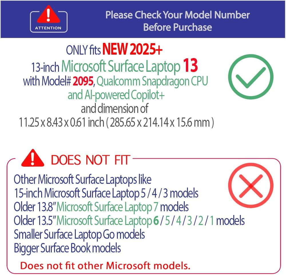 TG4THT-case ONLY Compatible for 2025+ 13" Microsoft Surface Laptop 13 ...