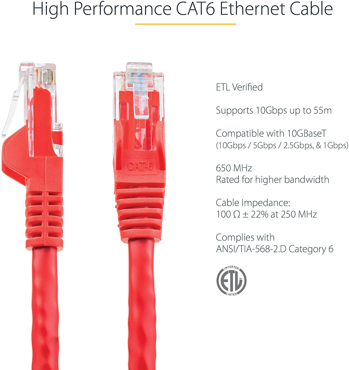 TG4THT-.com 20ft CAT6 Ethernet Cable - Red CAT 6 Gigabit Ethernet Wire ...