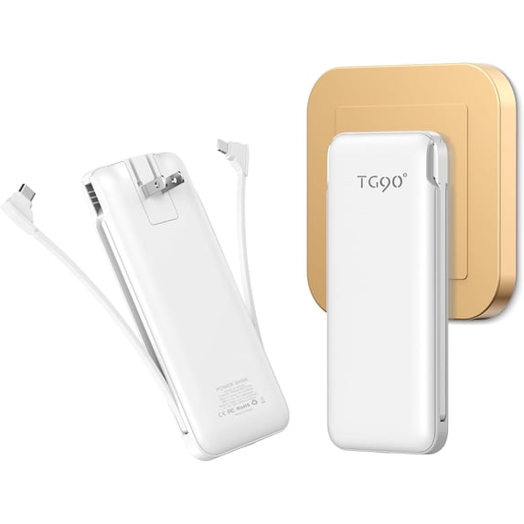 TG90° Power Bank with Built in AC Wall Plug, Ultra Slim 10000mah ...