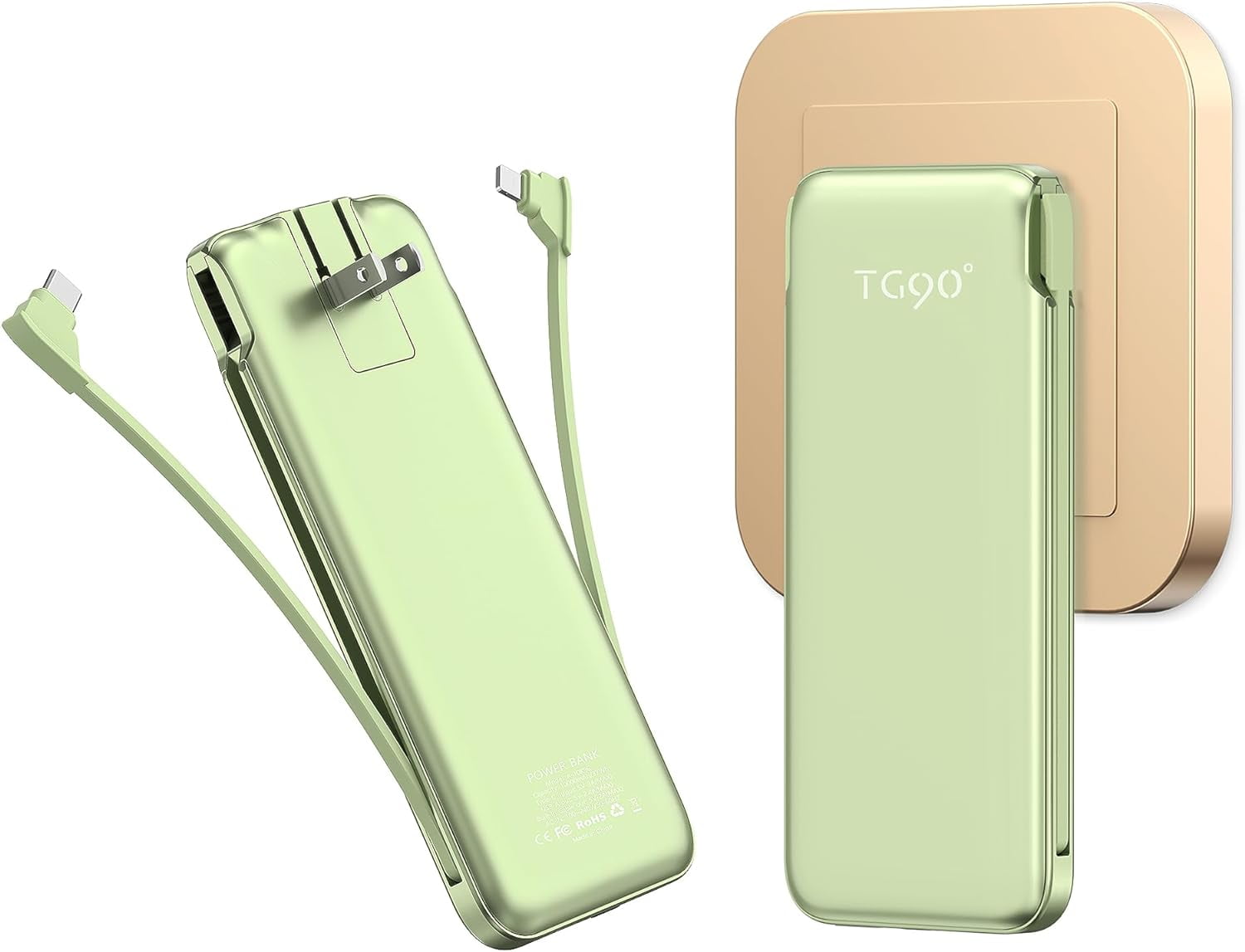 TG90° Power Bank with Built in AC Wall Plug, Ultra Slim 10000mah ...