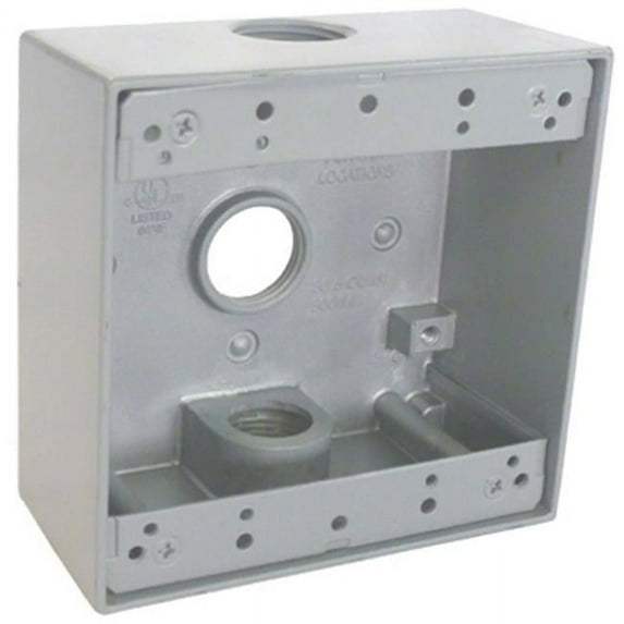 TGB75-3 2 Gang Outlet Box With Three 0.75 in. IPT Thread Holes, Gray ...