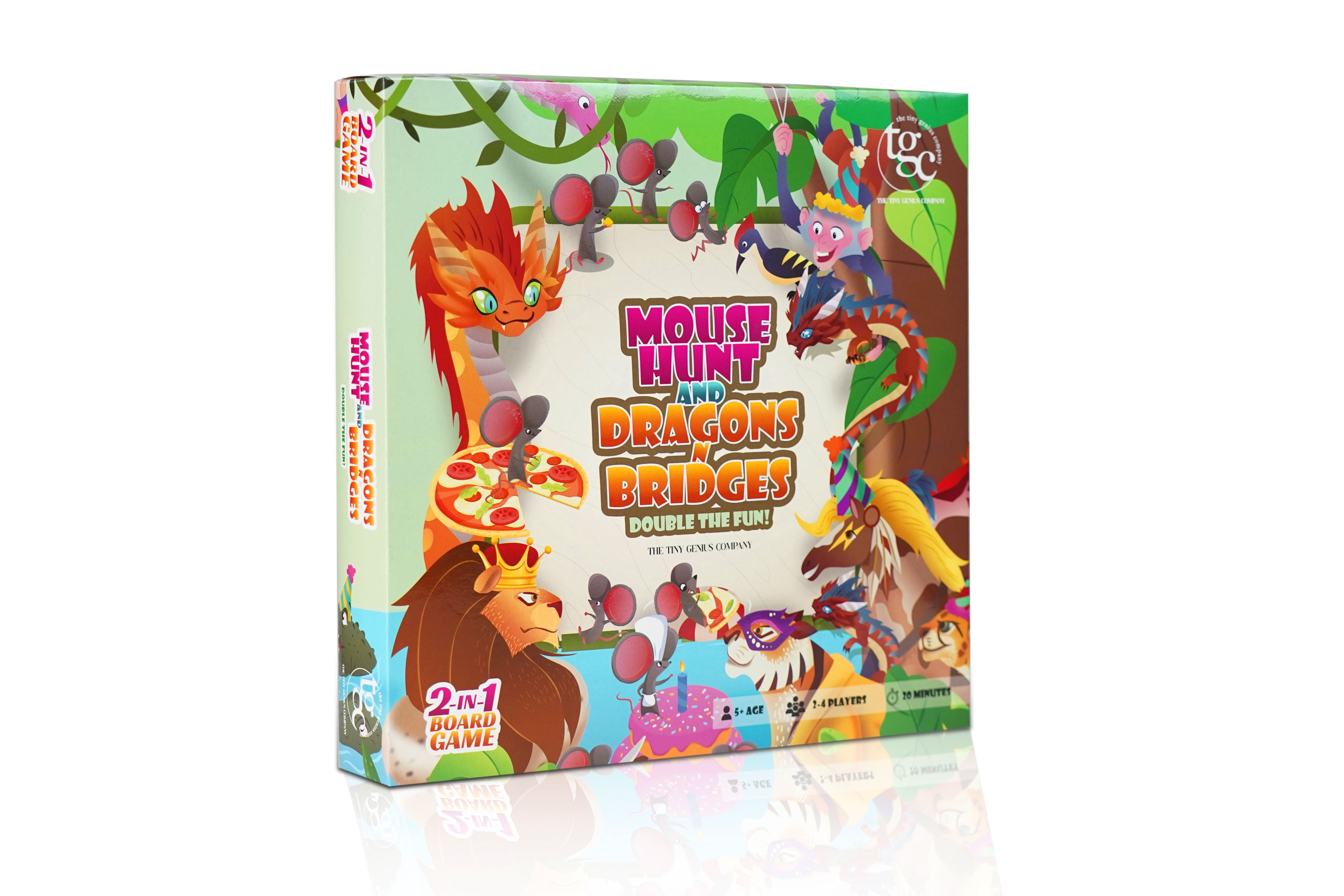TGC 2 in 1, Dragon & Bridges, Mouse Hunt Game set, Board Games for Kids & Adults, 2-4 Players ...
