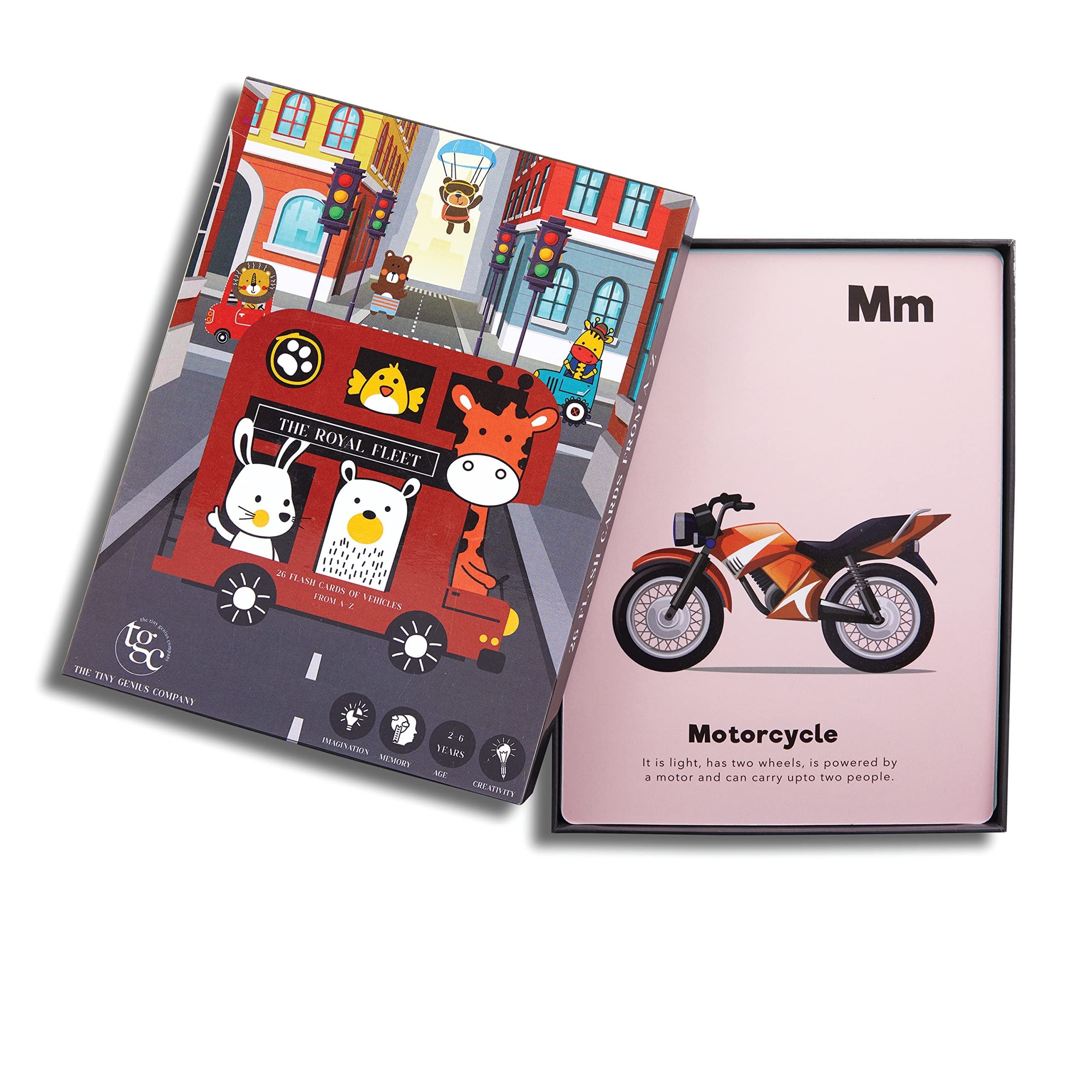 TGC ABC Flash Cards for Toddlers, Kids, 26 Pc Vehicles Alphabet A-Z ...