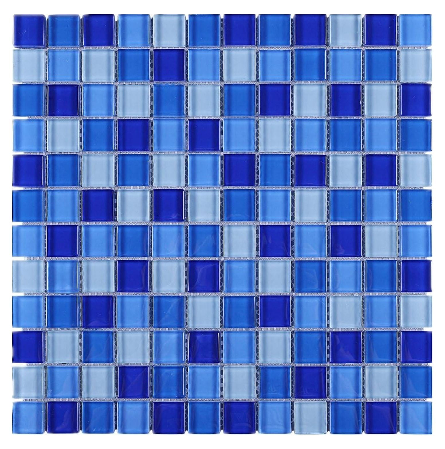 TGEMG-08 1x1 Square Blue Glass Mosaic Tile Sheet-Kitchen and Bath ...
