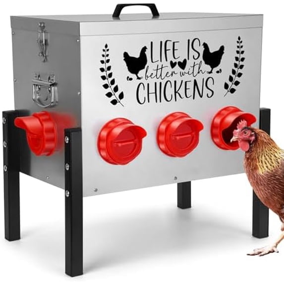 TGEYD 50LB Large Automatic Chicken Feeder – 8 Feeding Ports, No-Waste ...