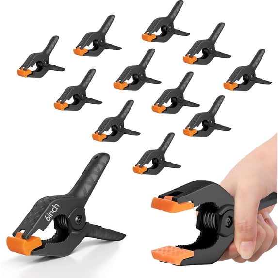 TGHTBA-12 Pack Heavy Duty Spring Clamps 6 Inch Professional Plastic ...