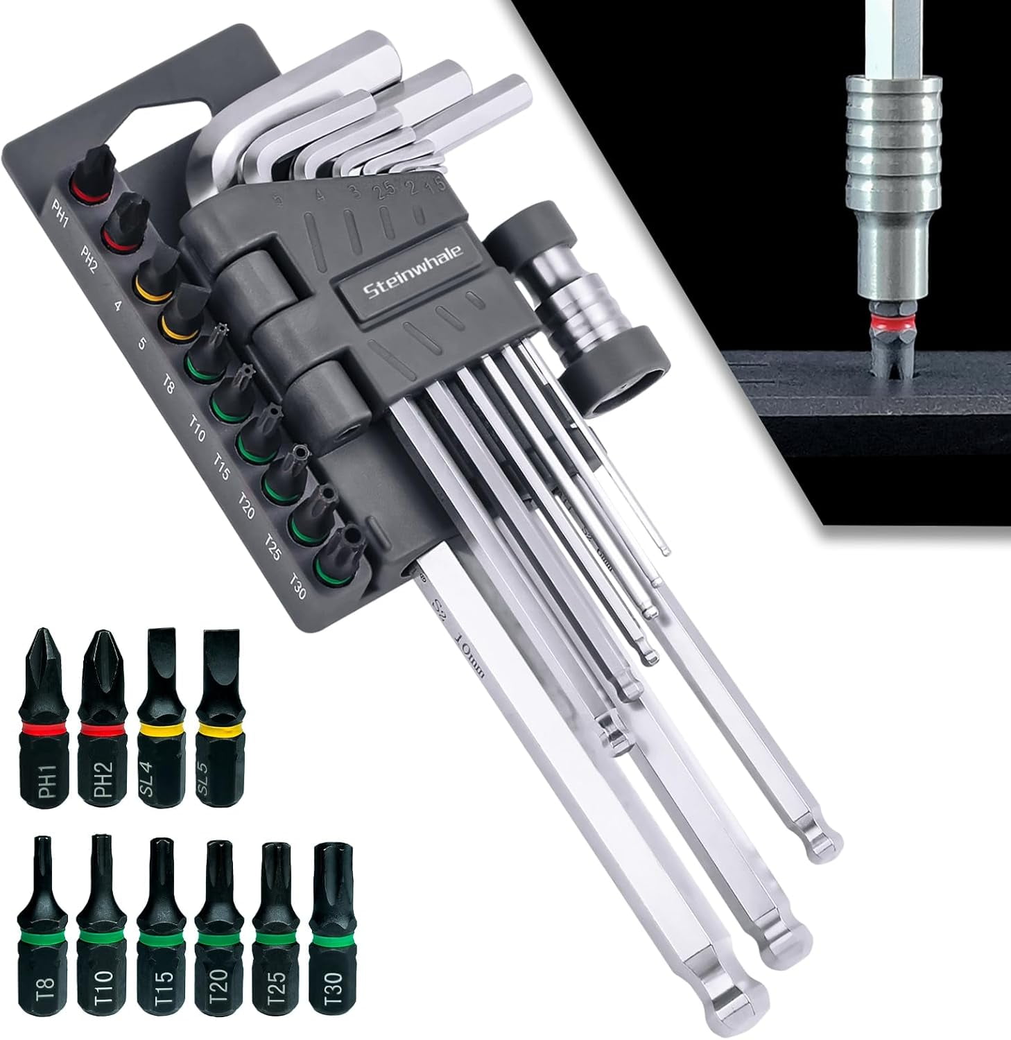 TGHTBA-20in1 Metric Allen Wrench Set, S2 Steel Hex Key Set, Allen Key ...