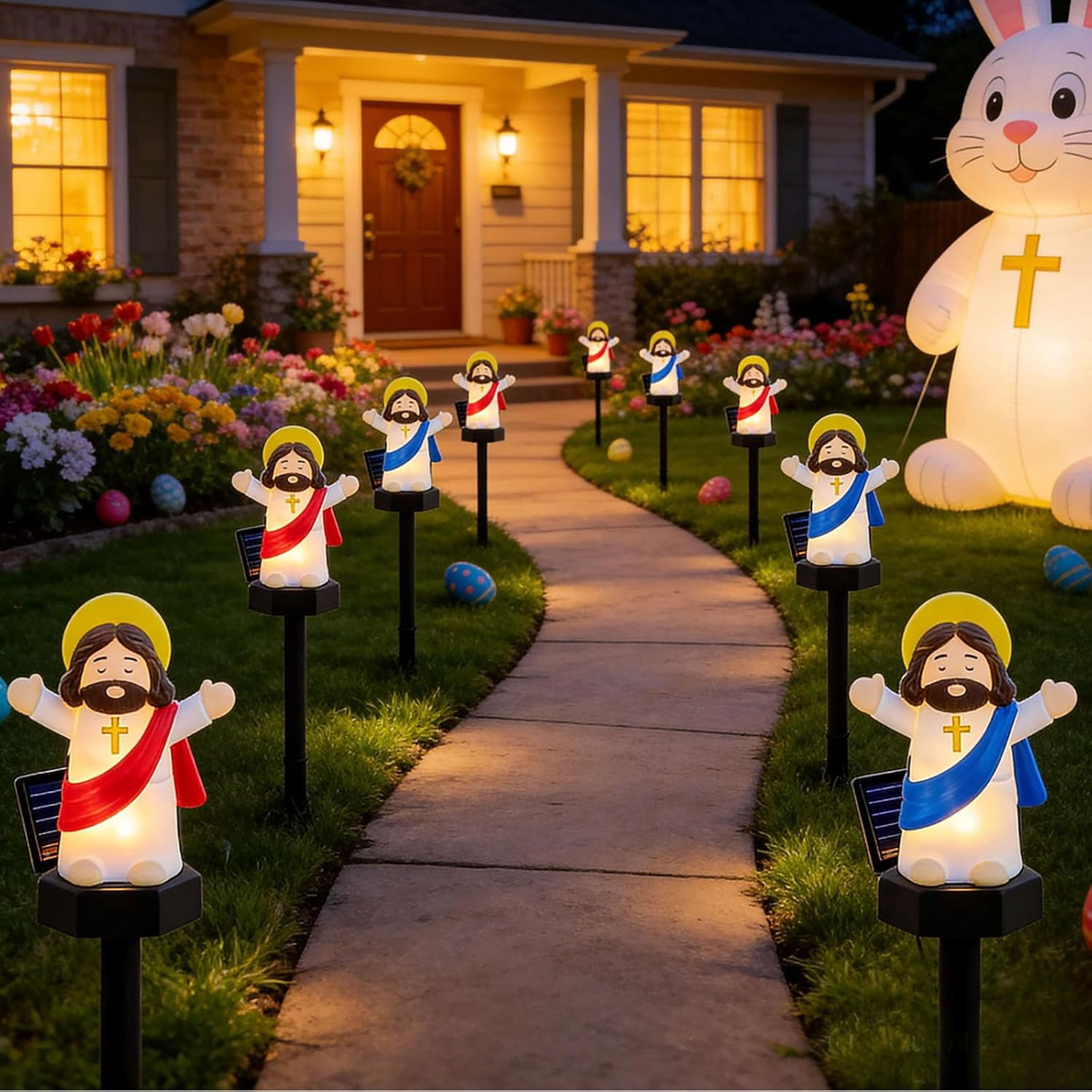 TGHTBA-8 Pack Solar Easter Lights, Garden Pathway Lights Outdoor Jesus ...
