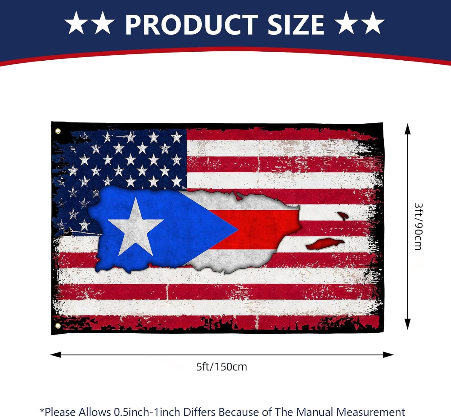 TGHTBA-America And Puerto Rico Map Flag 3x5 Ft Outdoor Flag With Bright ...