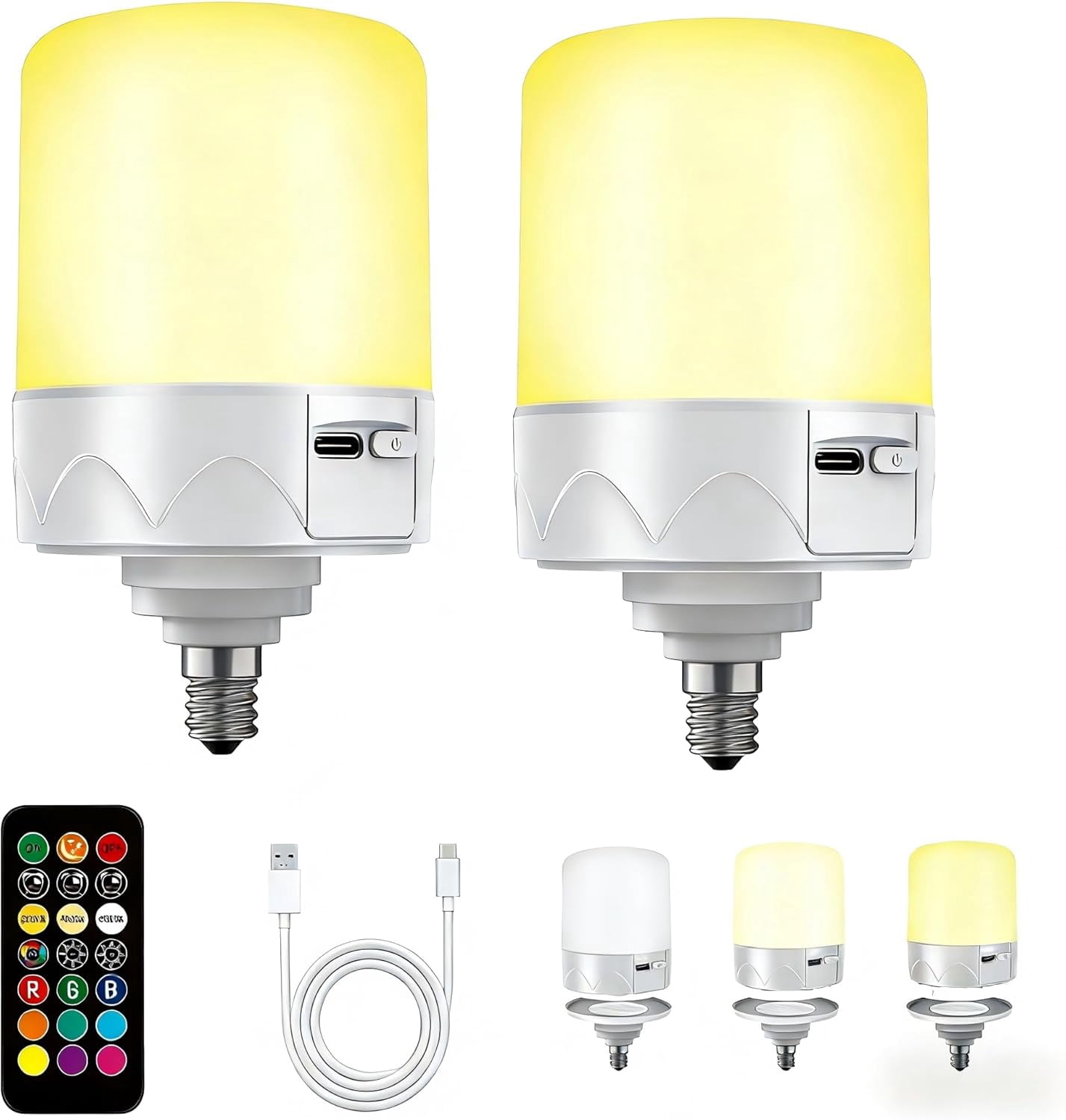 TGHTBA-Rechargeable Light Bulbs for Non-Hardwired Fixtures, Battery ...