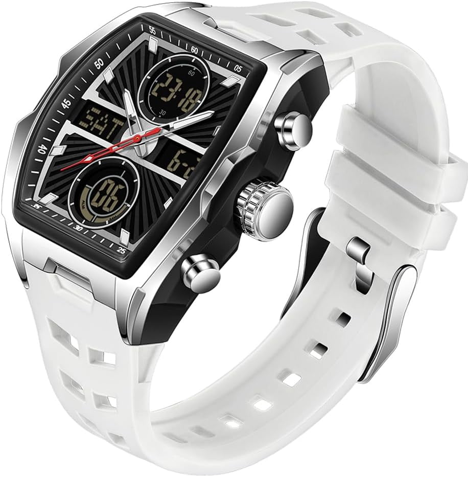 TGHTBA-Watches for Men Unique Rectangular White Men’s Wristwatch ...