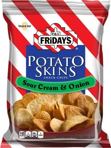 TGI Friday's Potato Skins Snack Chips, Sour Cream & Onion, 3-Ounce Bags ...