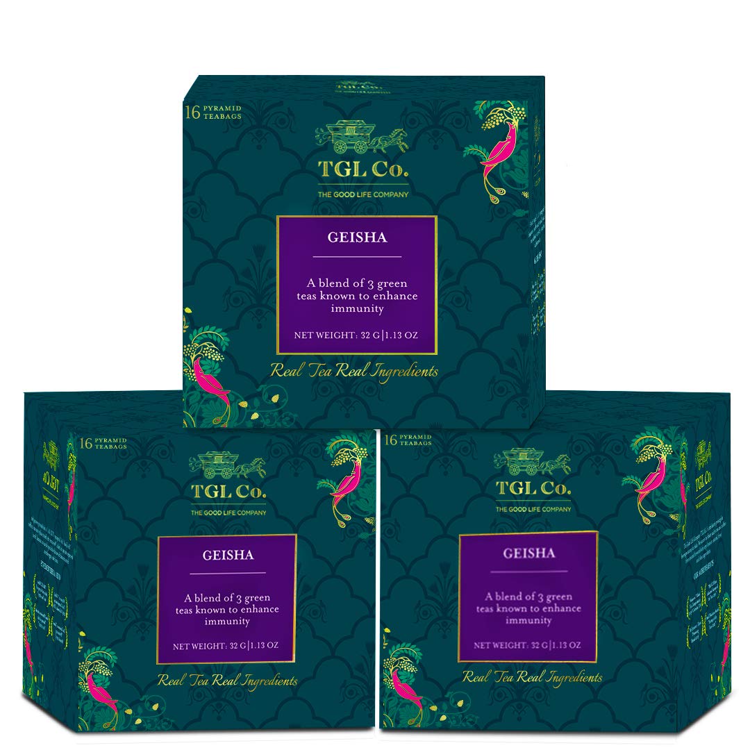 TGL Co. Geisha Green Tea - Pack Of 3 X 32gm, 1.1 Ounce Each, 48 Pyramid ...