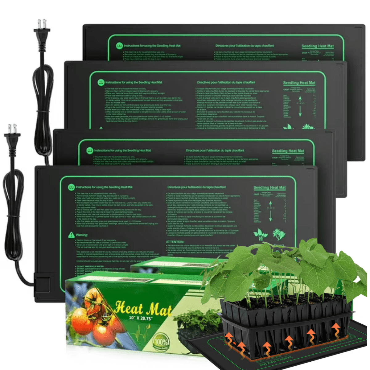 TGOEET 4 Pack Seedling Heat Mat Durable Waterproof 10" x 20.75 ...